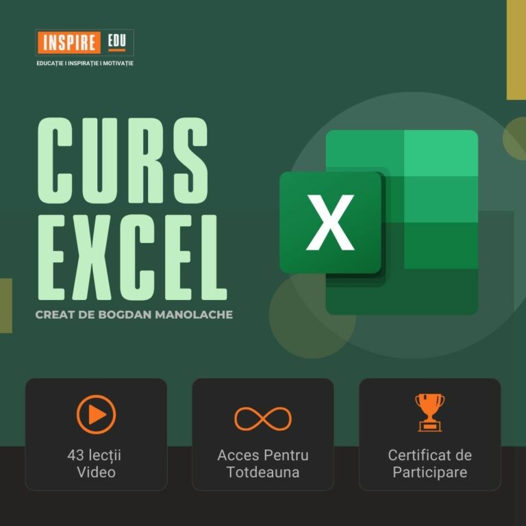 Curs Excel - 40 lecții video - Inspire Edu - Cursuri online